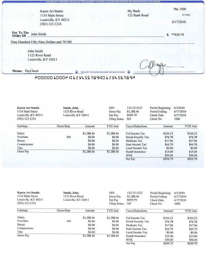 Printable Payroll Checks